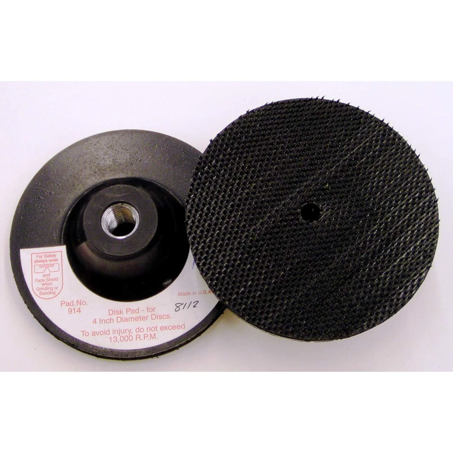 3M Disc Pad Holder 914, Hook and Loop, 5" Diameter, 1/8" Thick, M14-2.0 ...